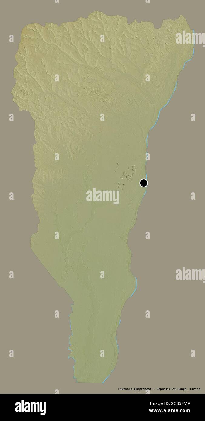 Shape of Likouala, region of Republic of Congo, with its capital ...