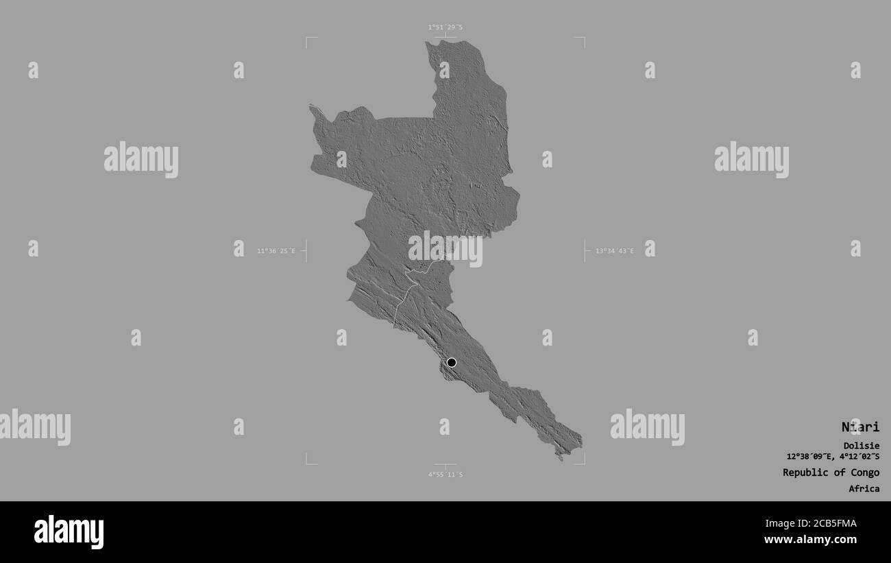 Area of Niari, region of Republic of Congo, isolated on a solid ...