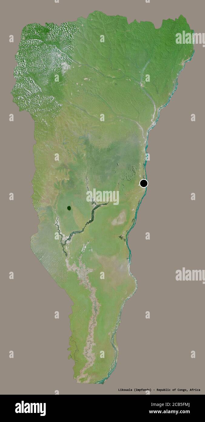 Shape of Likouala, region of Republic of Congo, with its capital ...