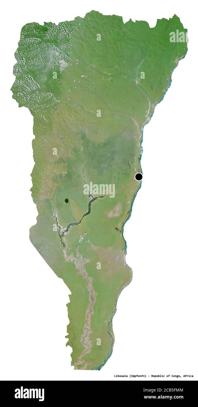 Shape of Likouala, region of Republic of Congo, with its capital ...