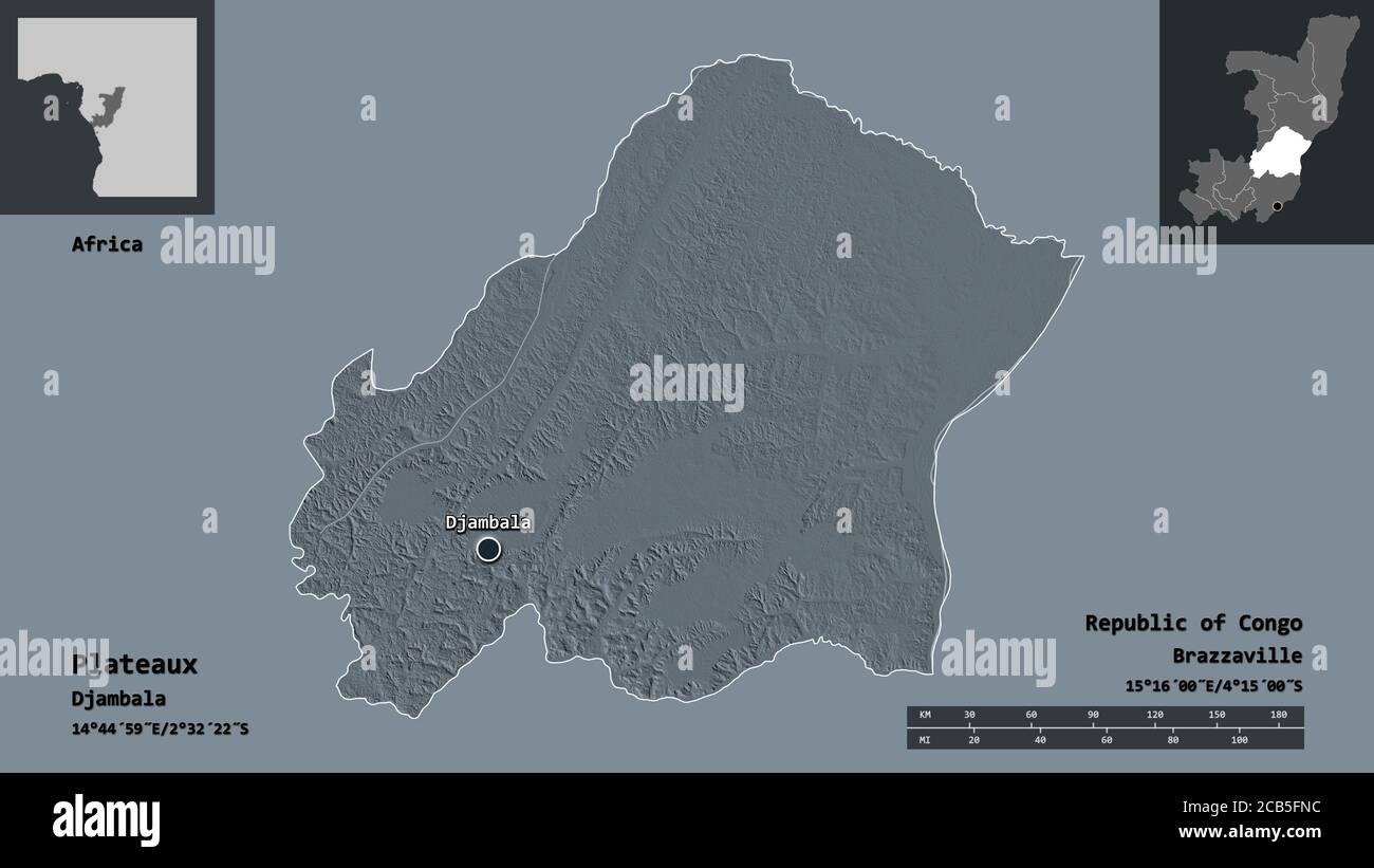Shape of Plateaux, region of Republic of Congo, and its capital ...