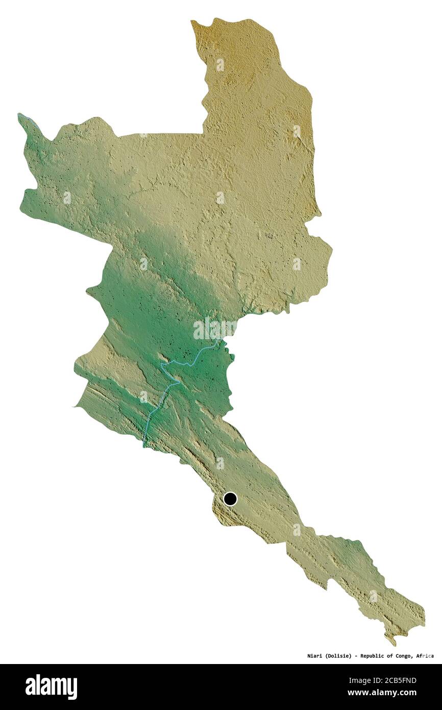Shape of Niari, region of Republic of Congo, with its capital isolated ...