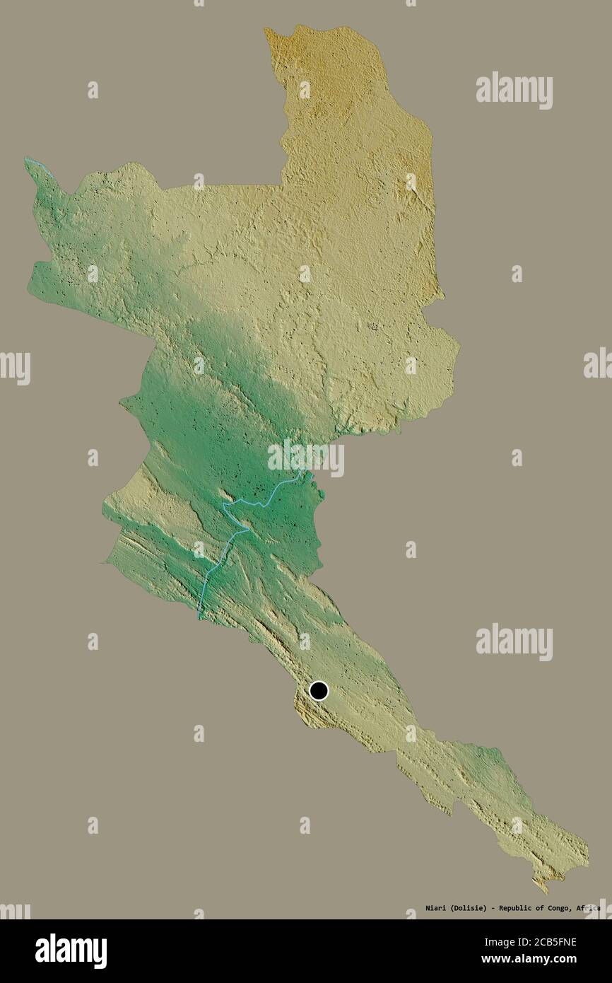 Shape of Niari, region of Republic of Congo, with its capital isolated ...