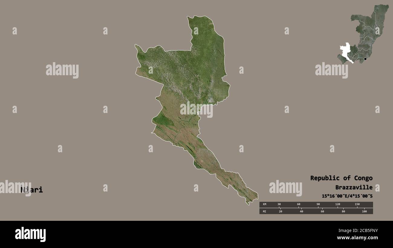 Shape of Niari, region of Republic of Congo, with its capital isolated ...