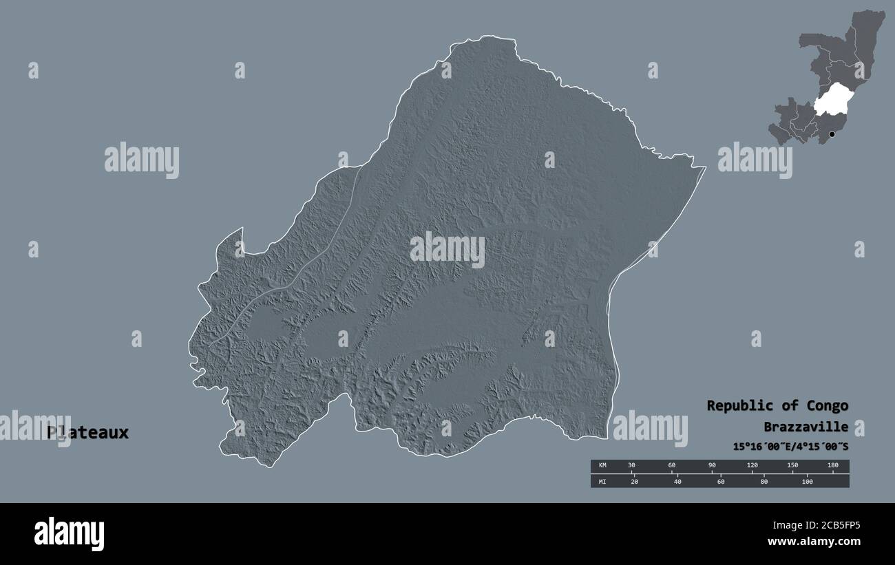 Shape of Plateaux, region of Republic of Congo, with its capital ...