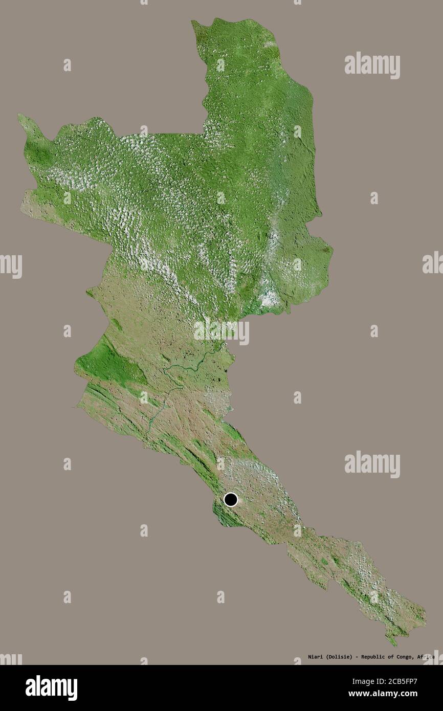 Shape of Niari, region of Republic of Congo, with its capital isolated ...