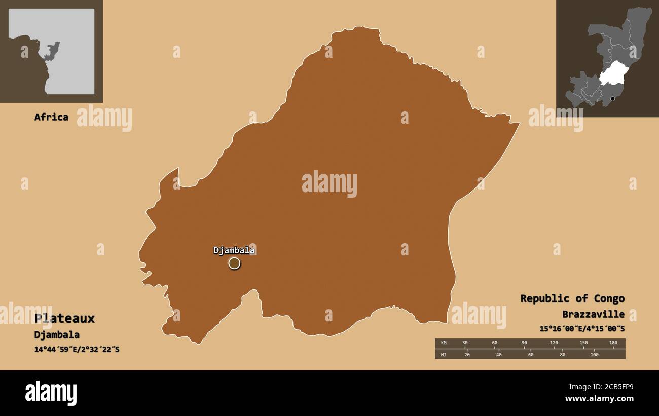 Shape of Plateaux, region of Republic of Congo, and its capital ...