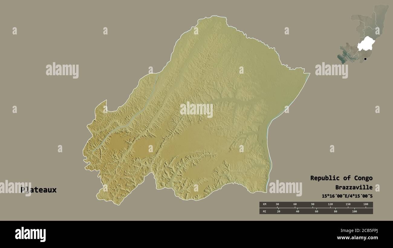 Shape of Plateaux, region of Republic of Congo, with its capital ...