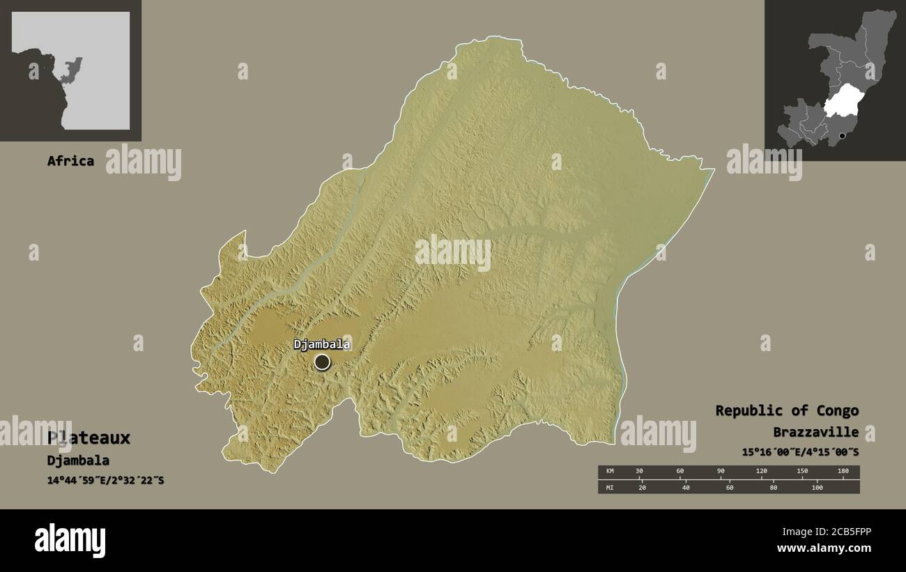 Shape of Plateaux, region of Republic of Congo, and its capital ...