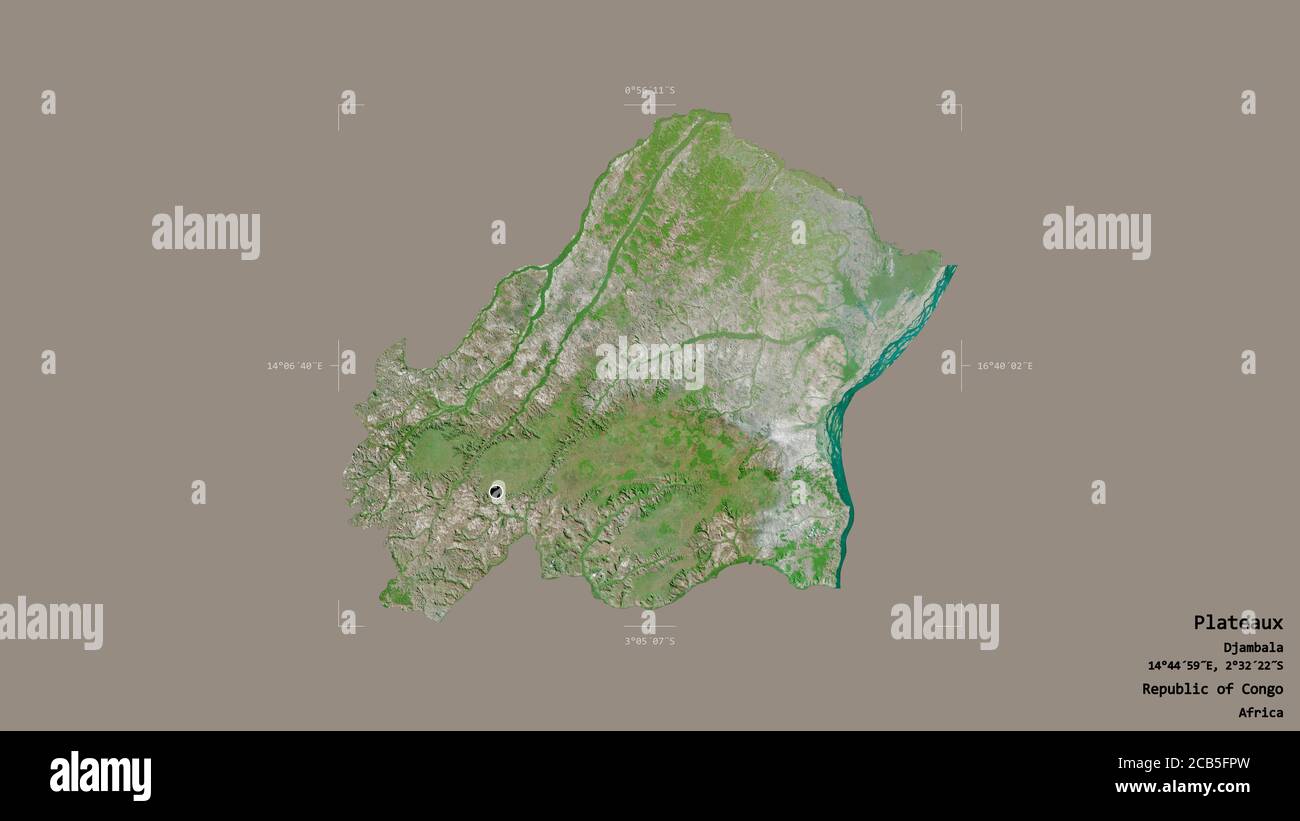 Area of Plateaux, region of Republic of Congo, isolated on a solid ...
