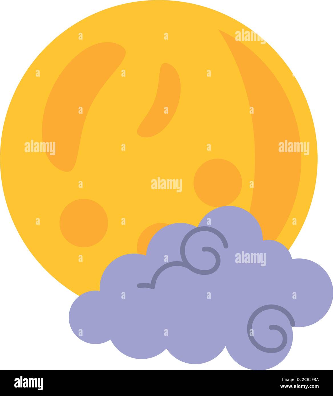 chinese full moon with cloud flat style vector illustration design ...