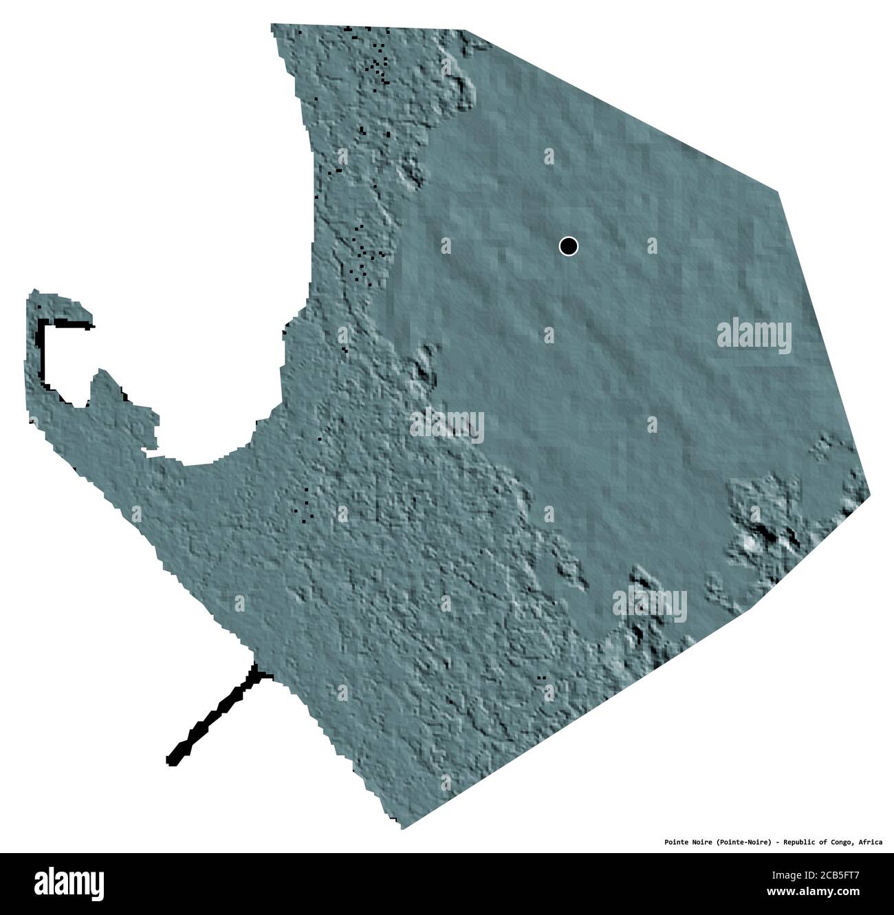 Shape of Pointe Noire, region of Republic of Congo, with its capital ...