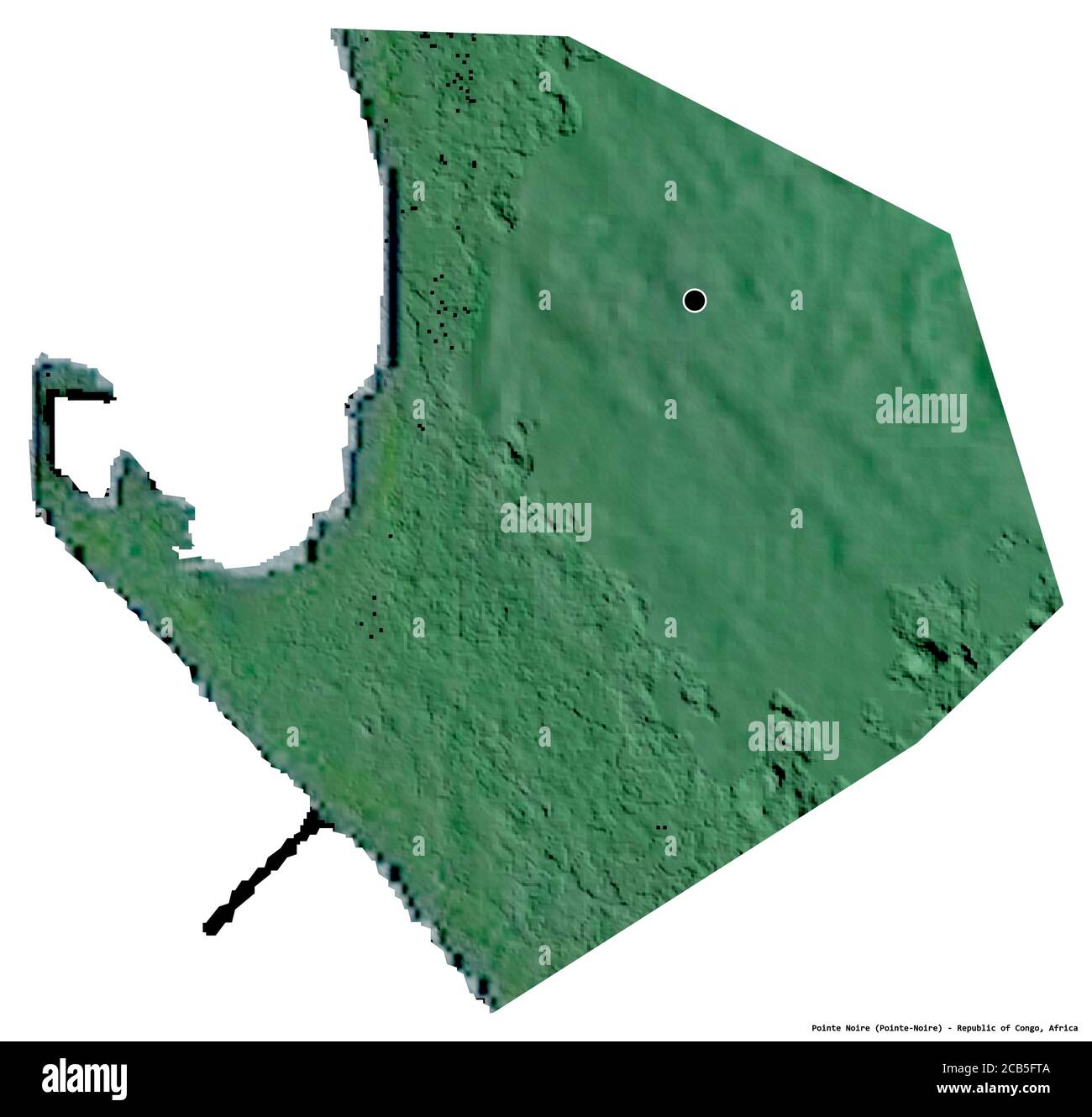Shape of Pointe Noire, region of Republic of Congo, with its capital ...