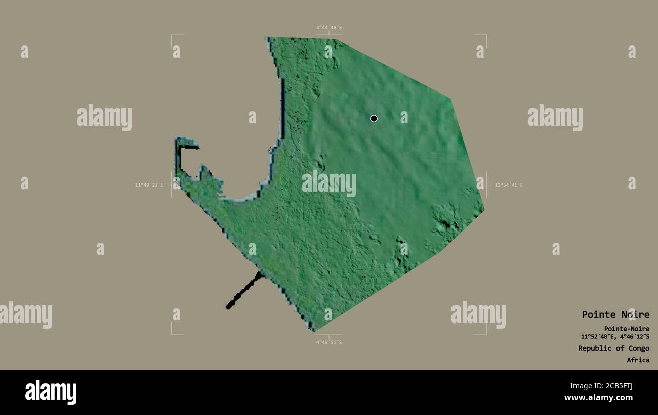 Area of Pointe Noire, region of Republic of Congo, isolated on a solid ...