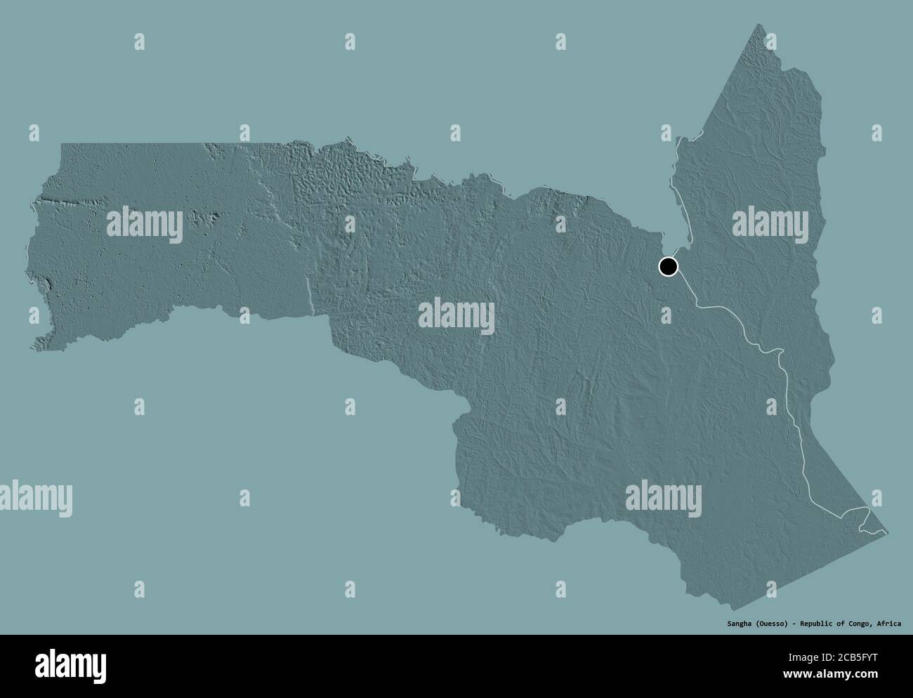 Shape of Sangha, region of Republic of Congo, with its capital isolated ...