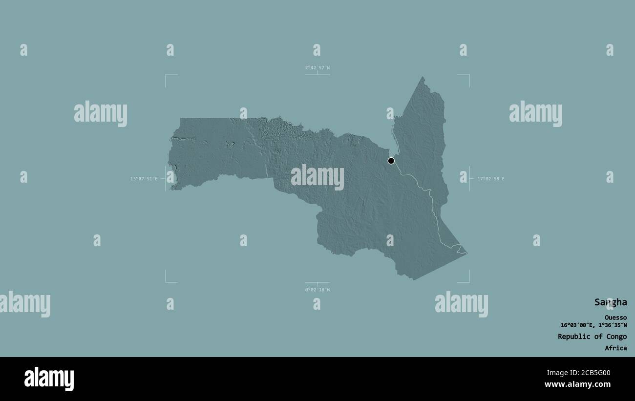 Area of Sangha, region of Republic of Congo, isolated on a solid ...