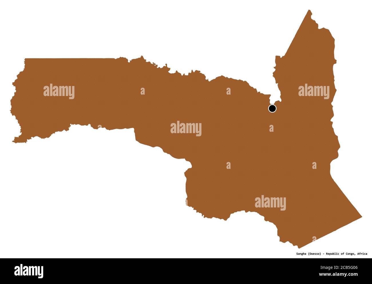 Shape of Sangha, region of Republic of Congo, with its capital isolated ...