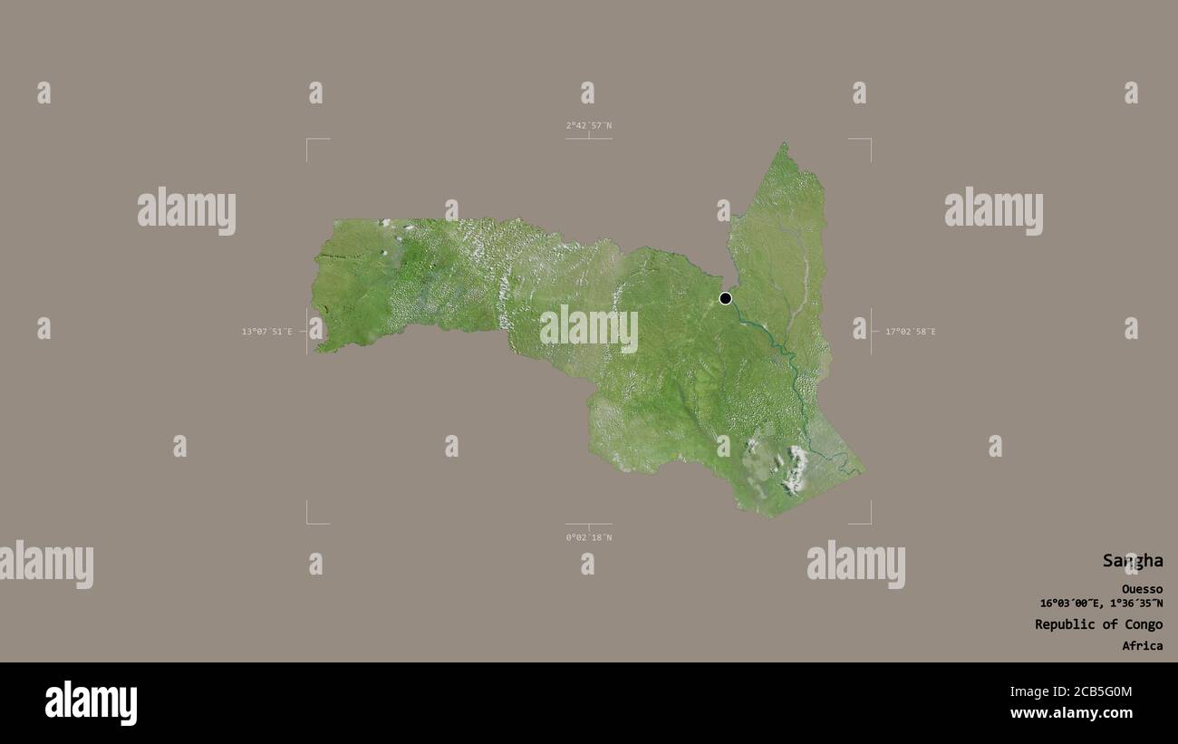 Area of Sangha, region of Republic of Congo, isolated on a solid ...