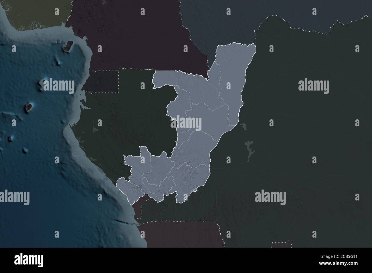 Shape of Republic of Congo separated by the desaturation of neighboring ...