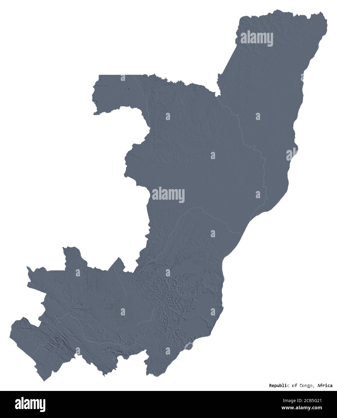 Shape of Republic of Congo with its capital isolated on white ...