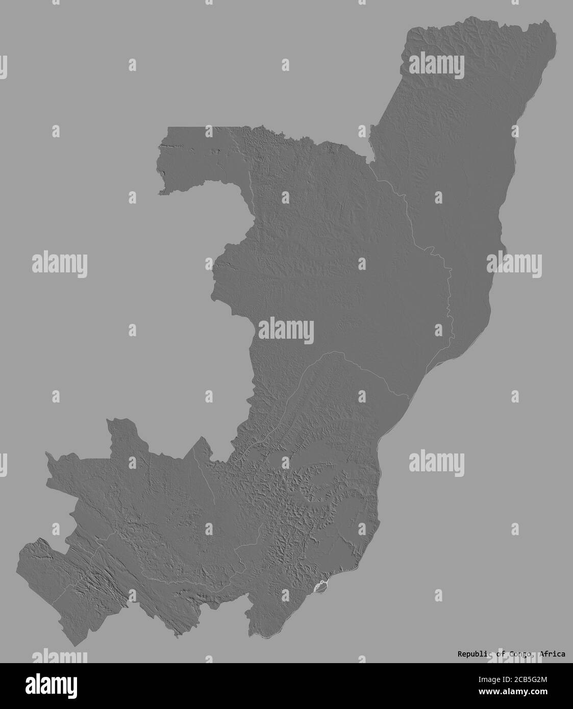 Shape of Republic of Congo with its capital isolated on a solid color ...