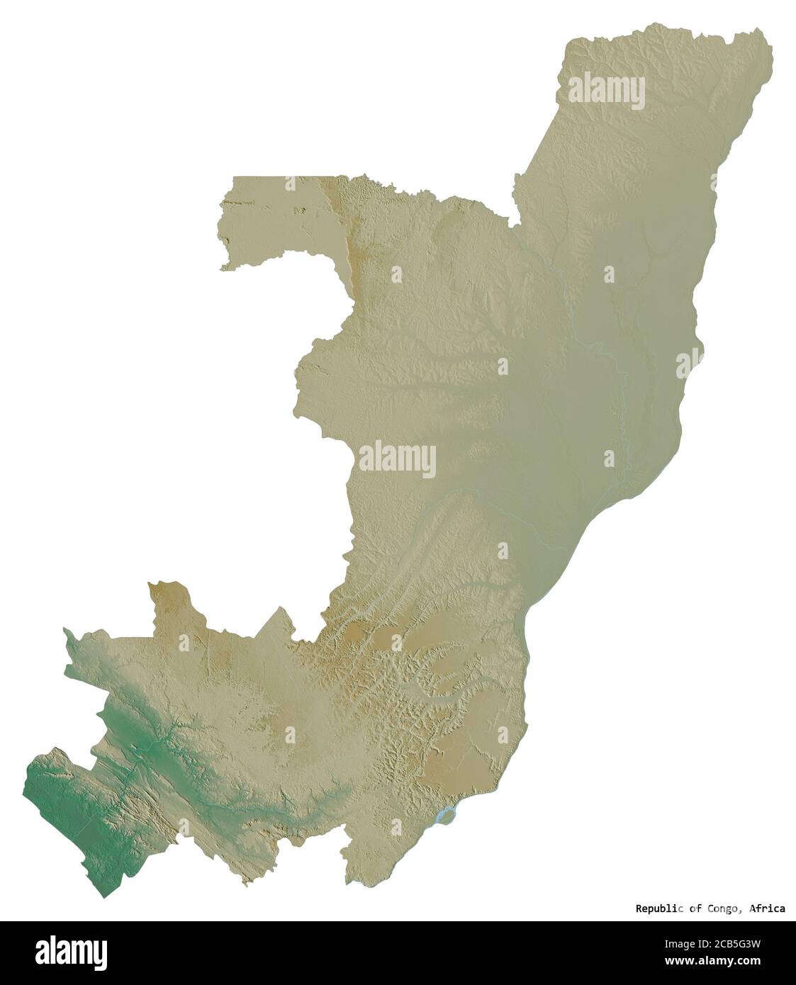 Shape of Republic of Congo with its capital isolated on white ...