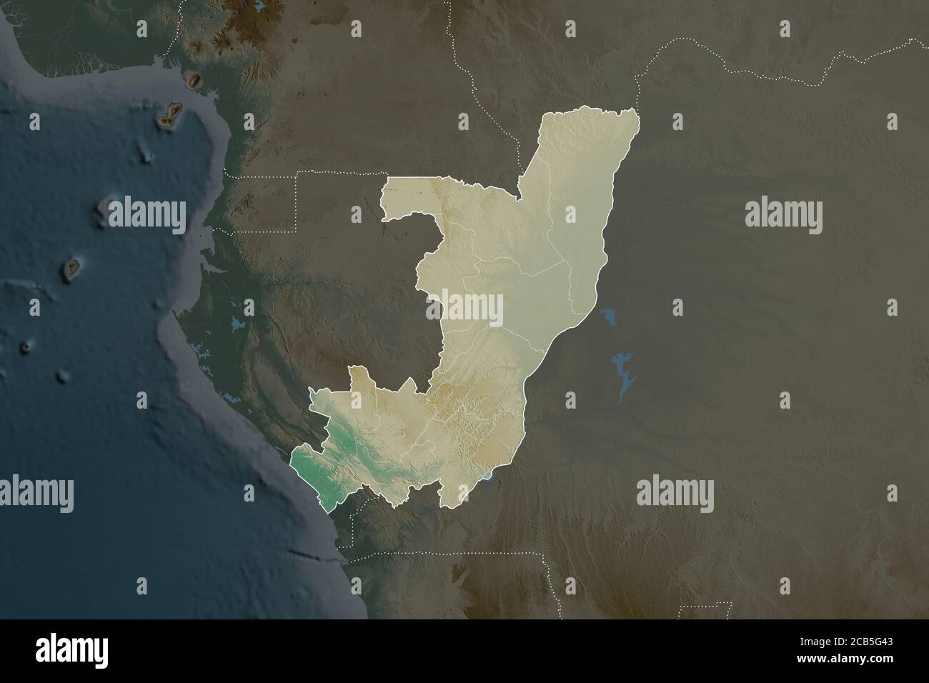 Shape of Republic of Congo separated by the desaturation of neighboring ...