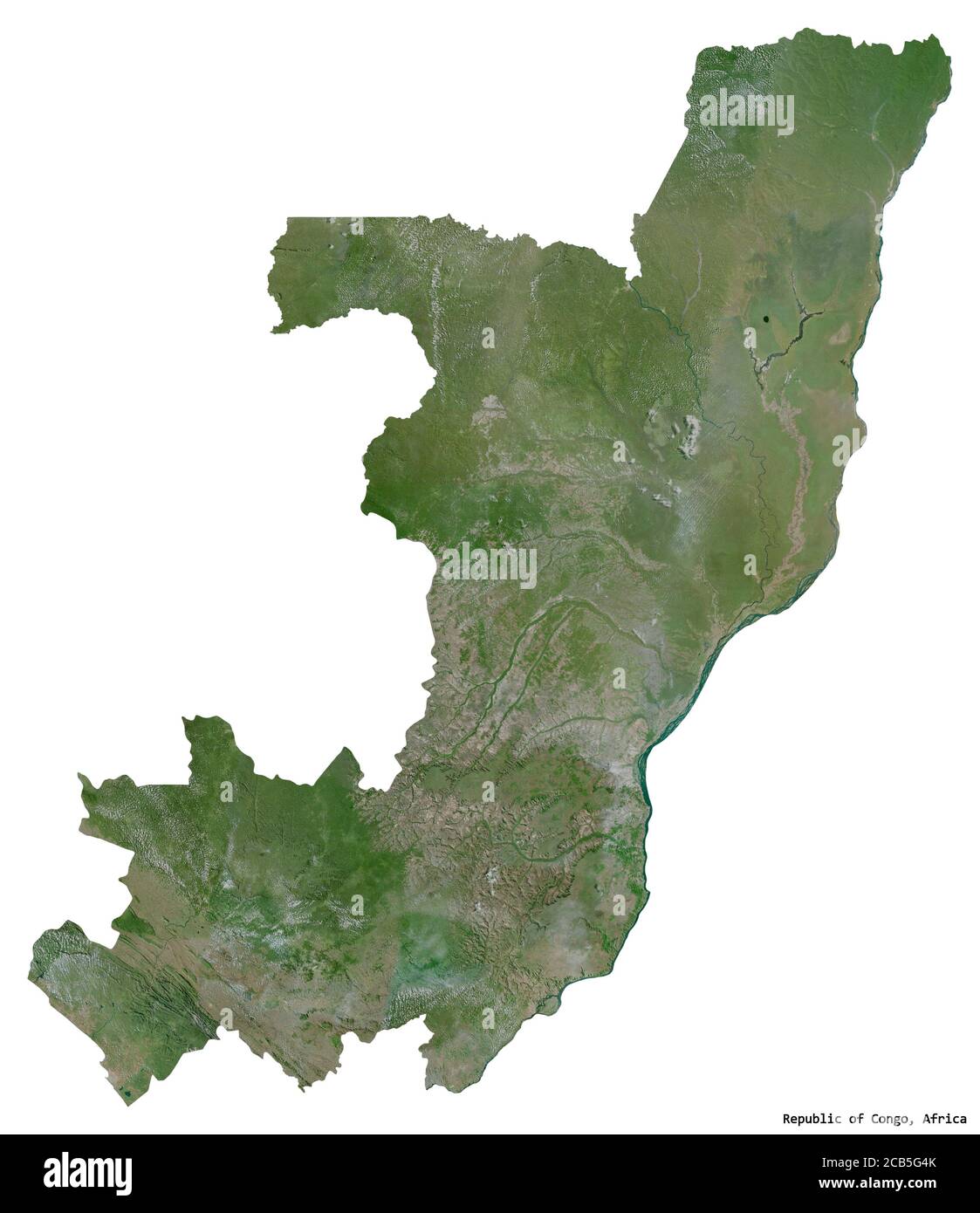 Shape of Republic of Congo with its capital isolated on white ...
