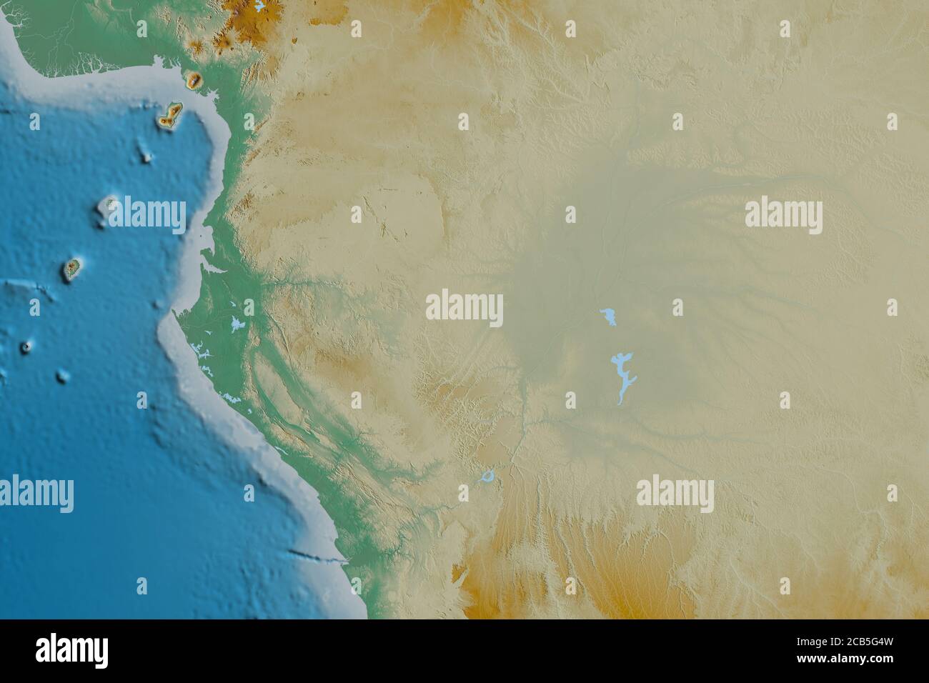 Extended area of Republic of Congo. Topographic relief map. 3D ...