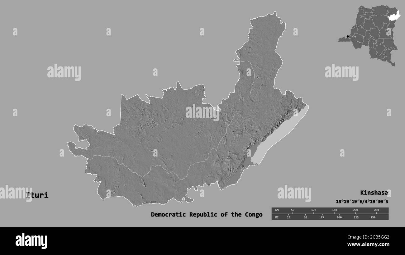 Shape of Ituri, province of Democratic Republic of the Congo, with its ...