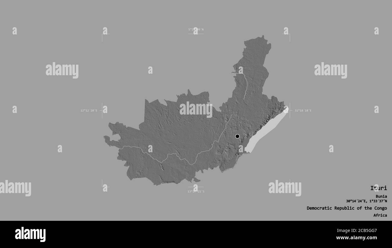 Area of Ituri, province of Democratic Republic of the Congo, isolated ...