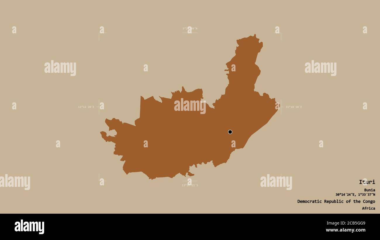 Area of Ituri, province of Democratic Republic of the Congo, isolated ...