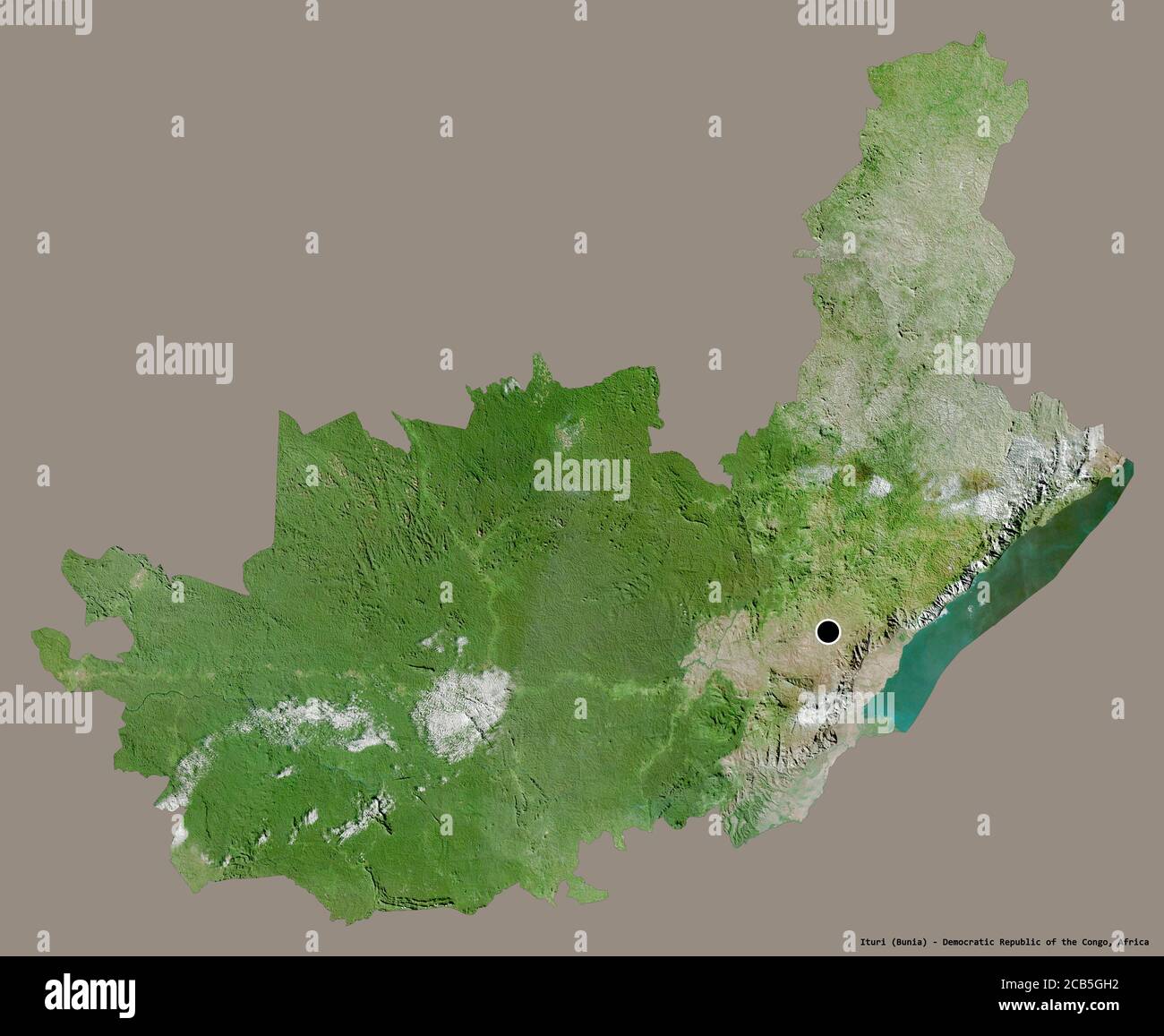 Shape of Ituri, province of Democratic Republic of the Congo, with its capital isolated on a ...