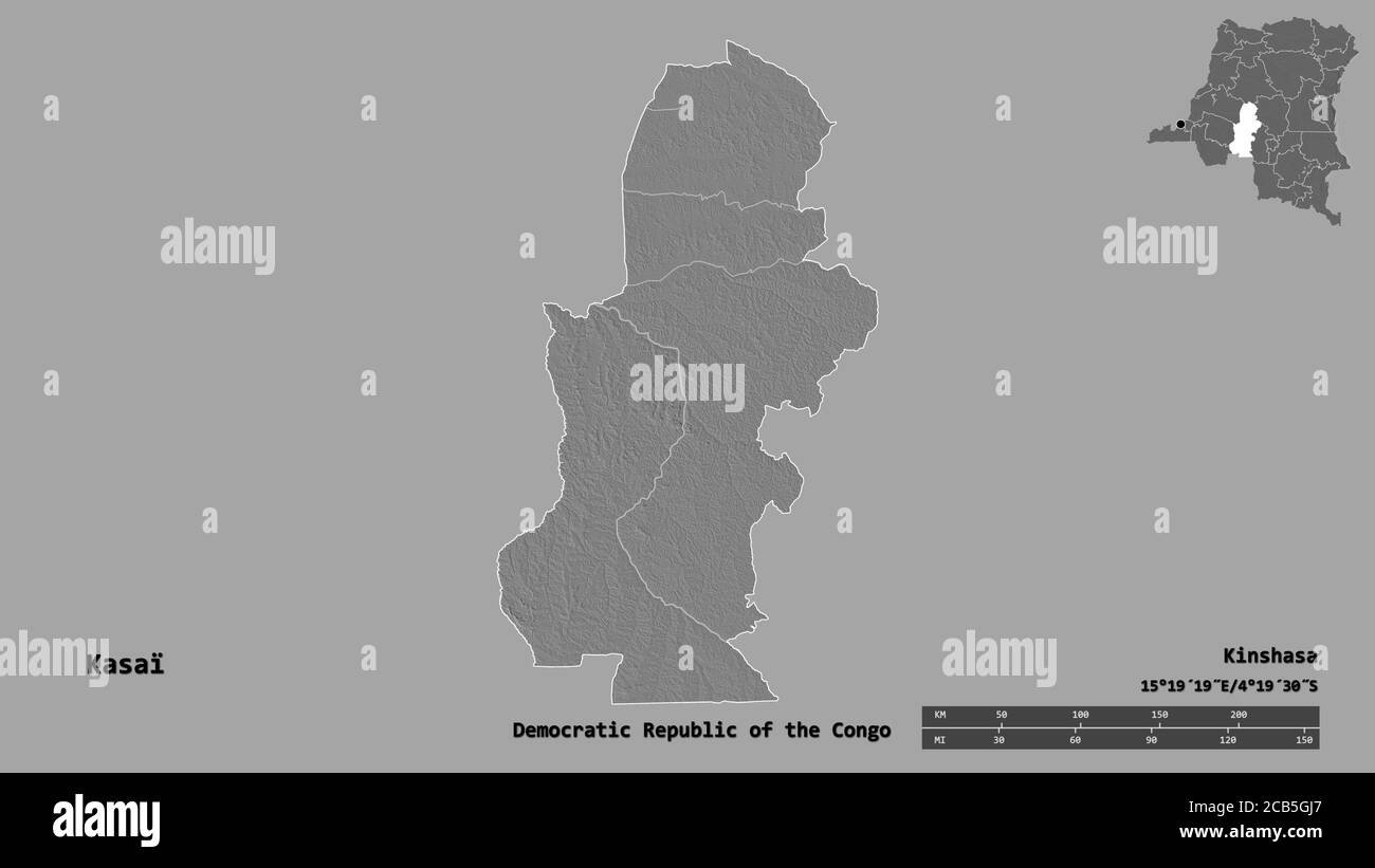 Shape of Kasaï, province of Democratic Republic of the Congo, with its ...