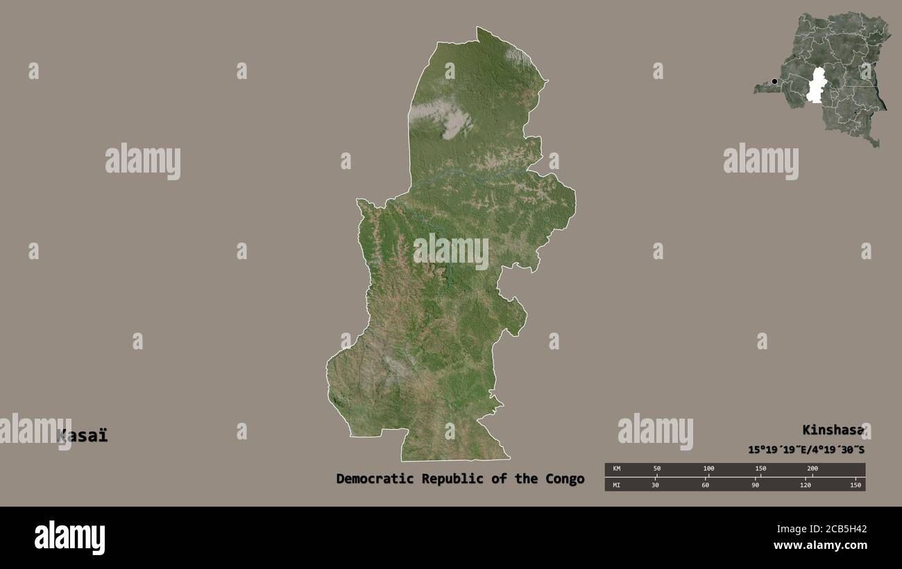 Shape of Kasaï, province of Democratic Republic of the Congo, with its ...