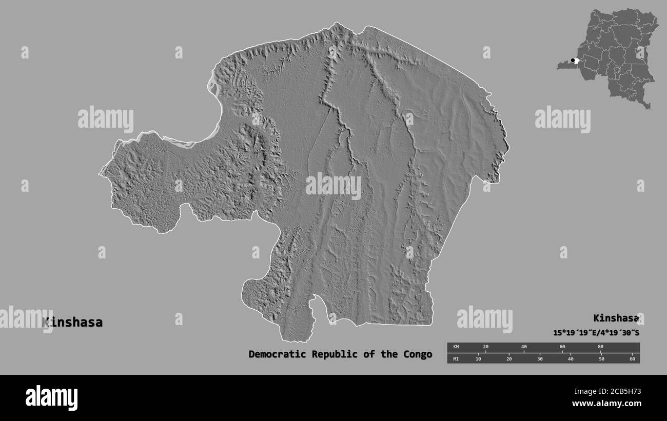 Shape of Kinshasa, province of Democratic Republic of the Congo, with ...