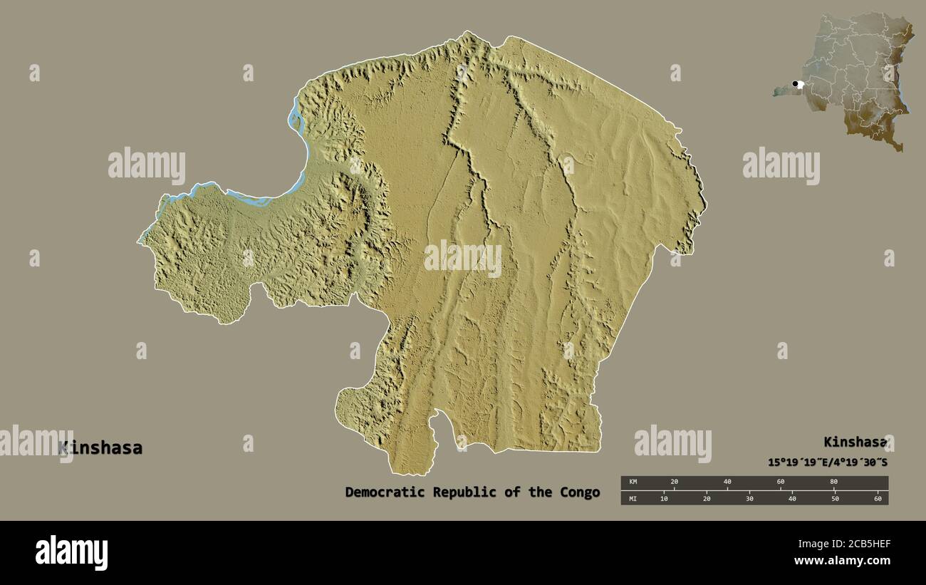 Shape of Kinshasa, province of Democratic Republic of the Congo, with ...
