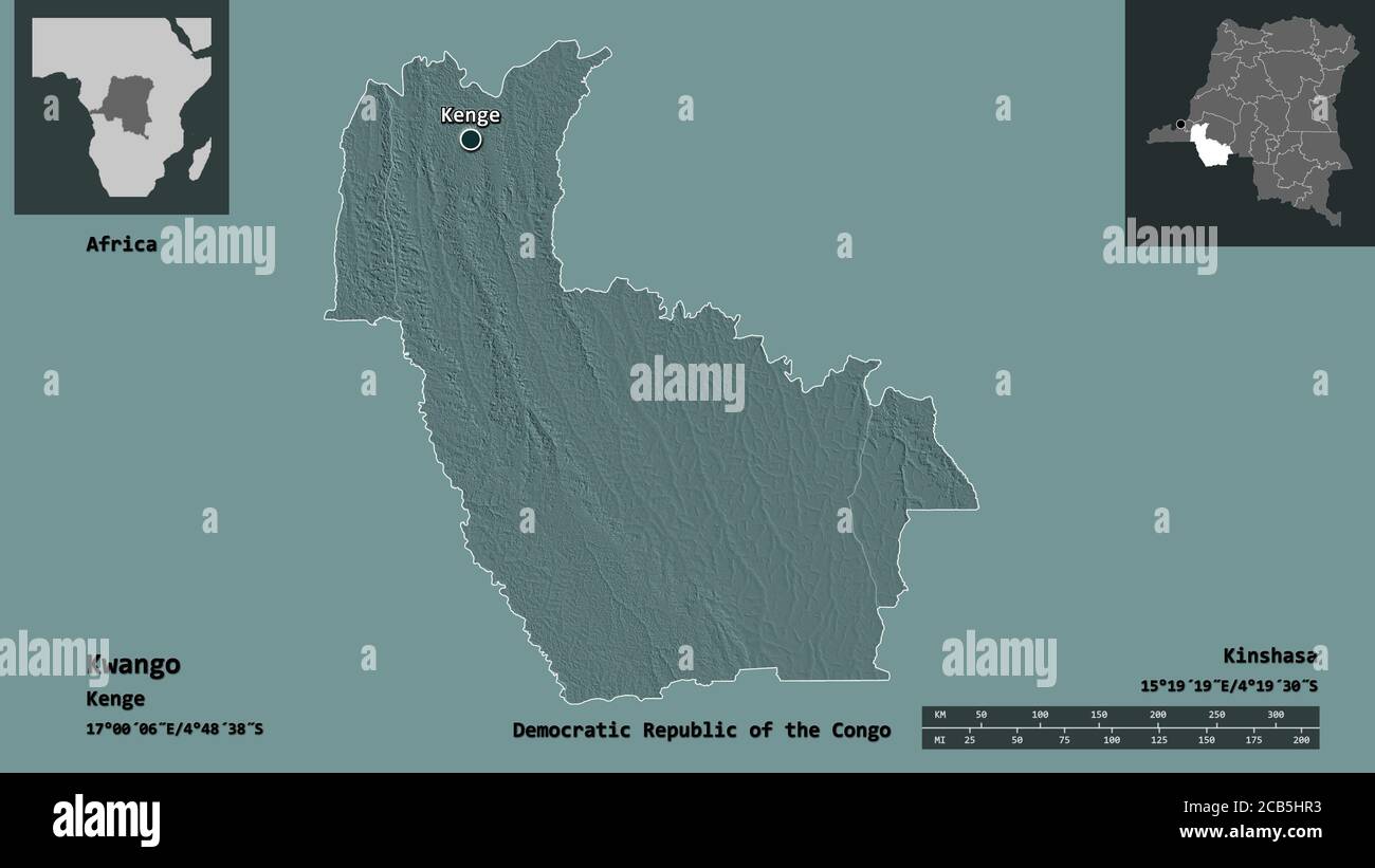 Shape of Kwango, province of Democratic Republic of the Congo, and its ...