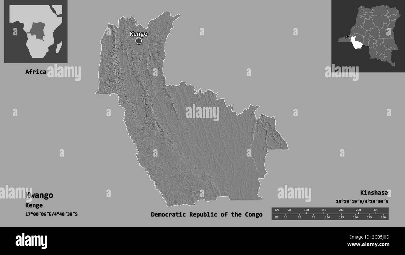 Shape of Kwango, province of Democratic Republic of the Congo, and its ...