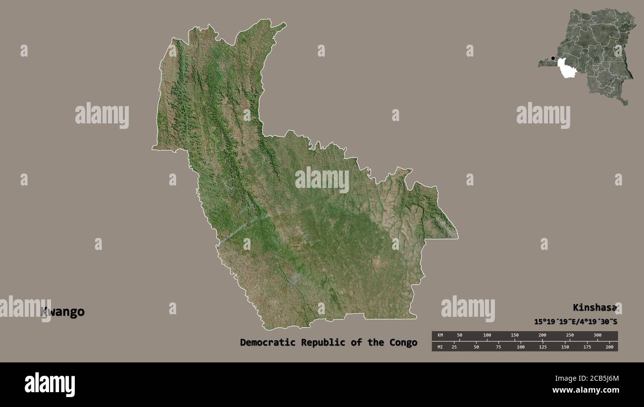 Shape of Kwango, province of Democratic Republic of the Congo, with its ...