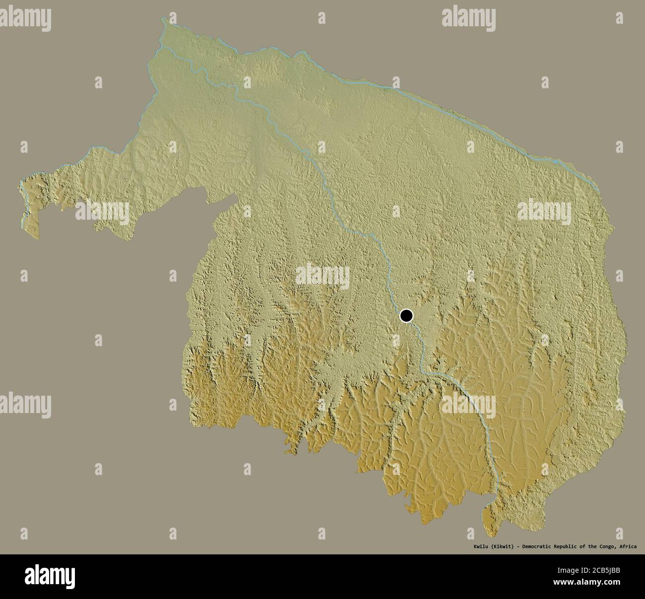 Shape of Kwilu, province of Democratic Republic of the Congo, with its ...