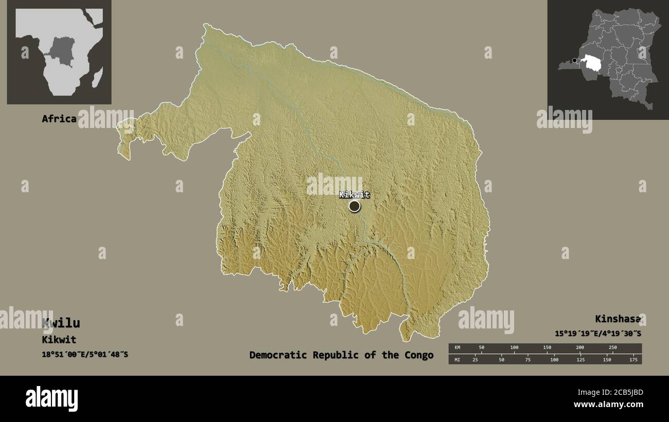 Shape of Kwilu, province of Democratic Republic of the Congo, and its ...
