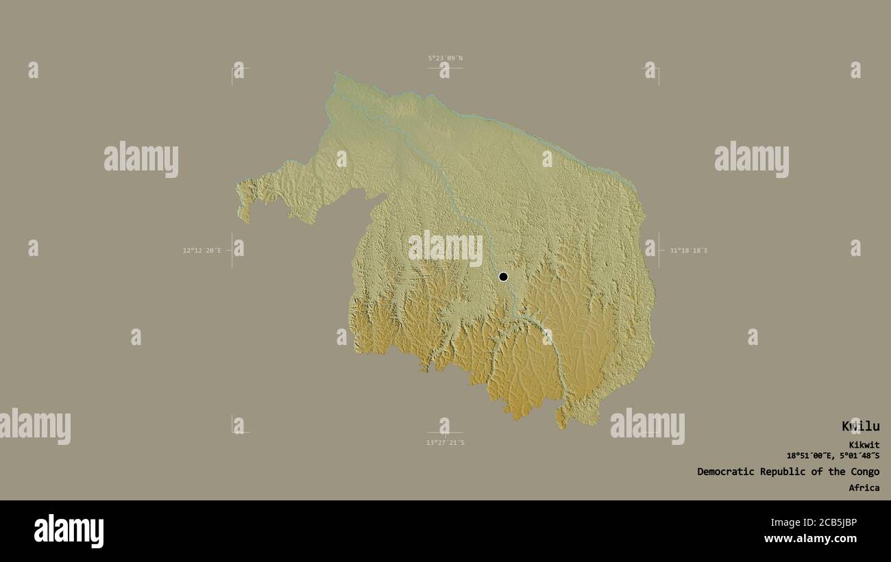 Area of Kwilu, province of Democratic Republic of the Congo, isolated ...