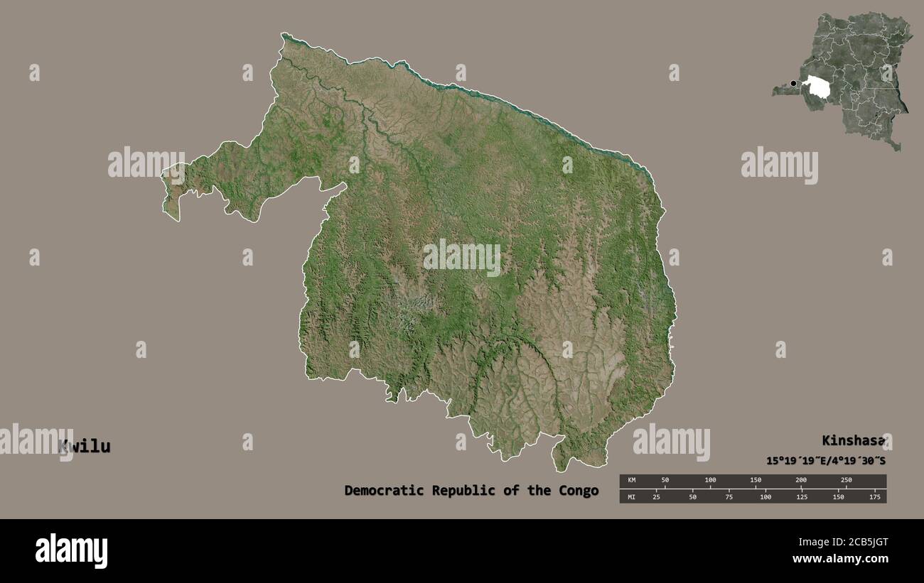 Shape of Kwilu, province of Democratic Republic of the Congo, with its ...