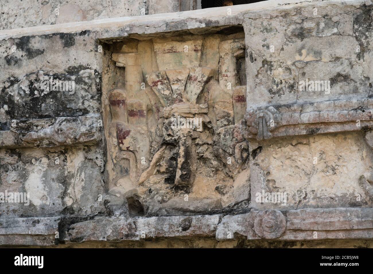 Sculpted stucco figures in the Temple of the Frescos in the ruins of ...