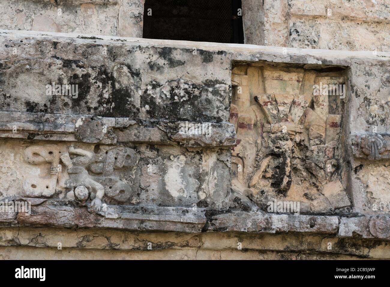 Sculpted stucco figures in the Temple of the Frescos in the ruins of ...