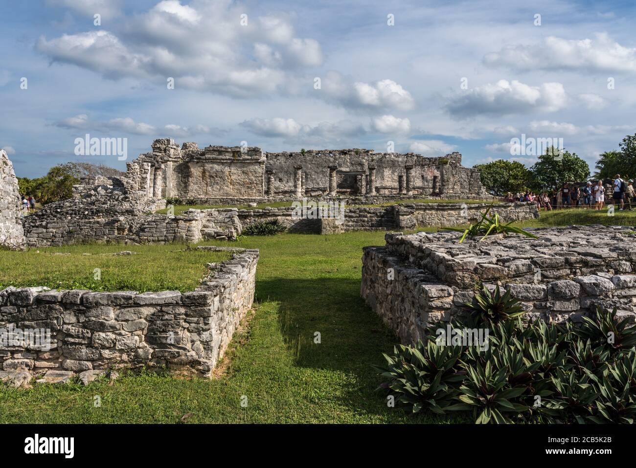 A ceremonial platform in the ruins of the Mayan city of Tulum on the ...