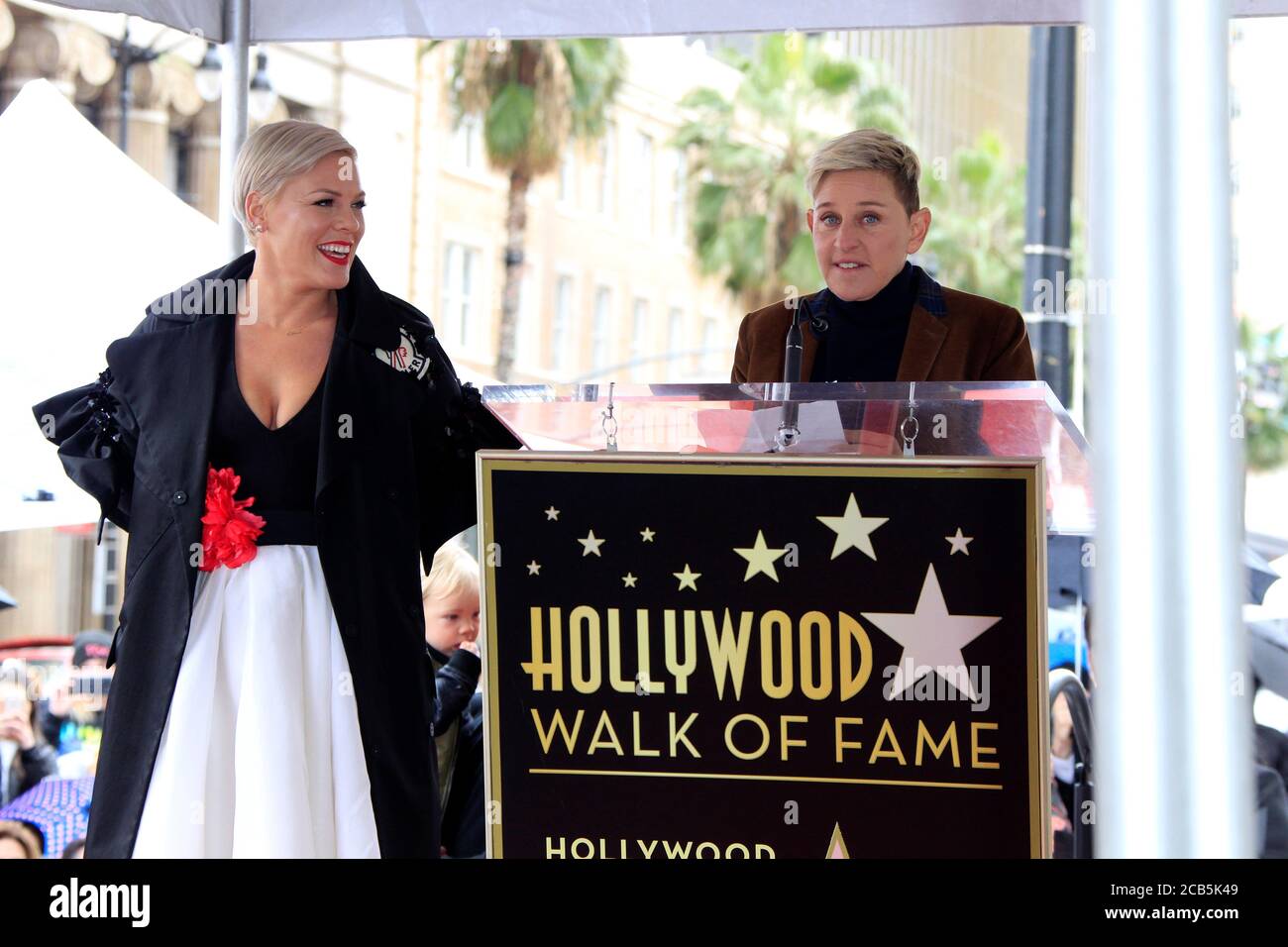 LOS ANGELES - FEB 5: Pink, Ellen DeGeneres at the Pink Star Ceremony on ...