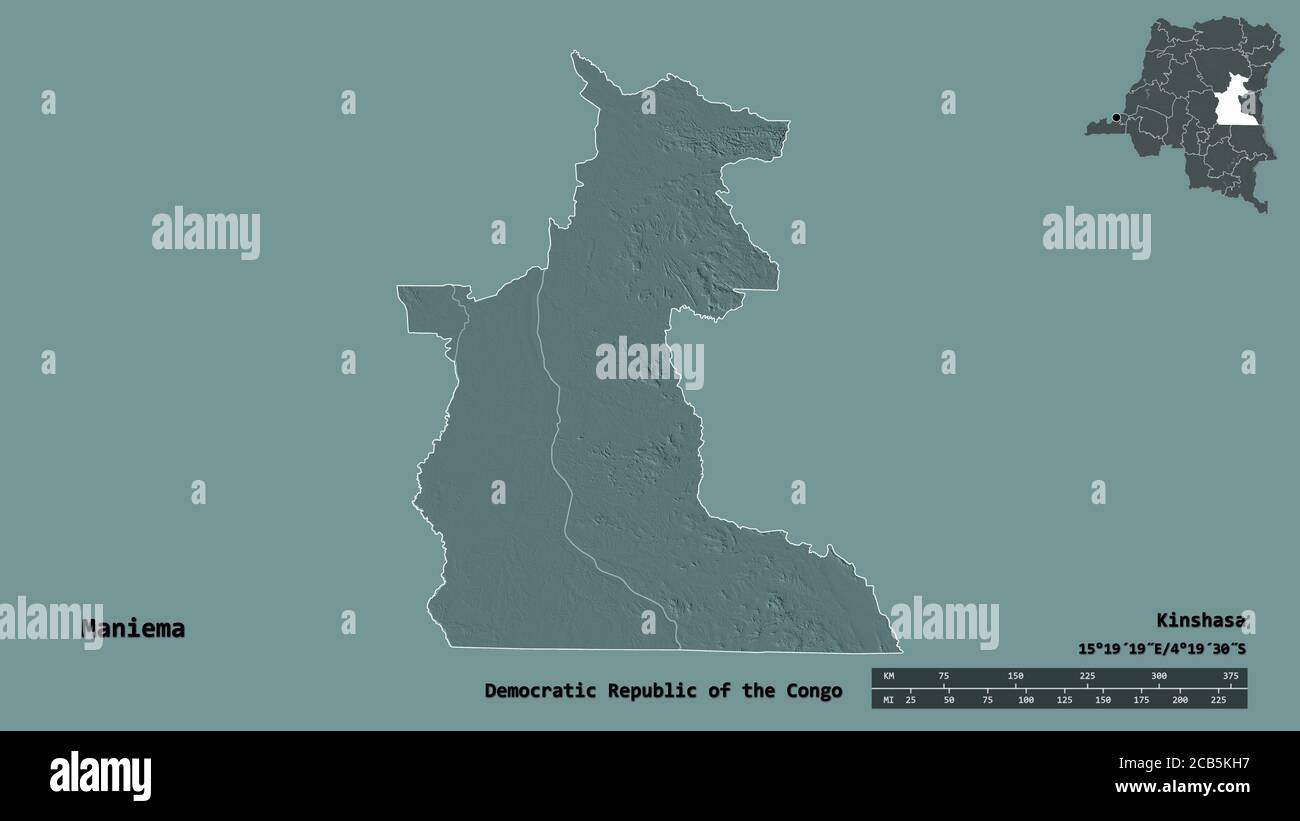 Shape of Maniema, province of Democratic Republic of the Congo, with ...