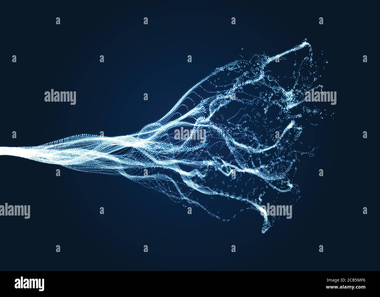 Array with Dynamic Emitted Particles. Water Splash Imitation. Abstract Background. Vector ...